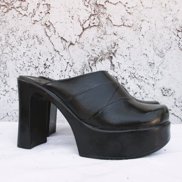 Selex | Shoes | Selex Black Faux Leather Platform Mule 7 | Poshmark